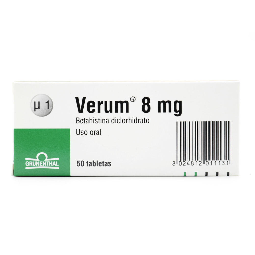 (F) VERUM 8 MG 50 TABLETAS - 10 UNIDADES | Uno A Droguerias