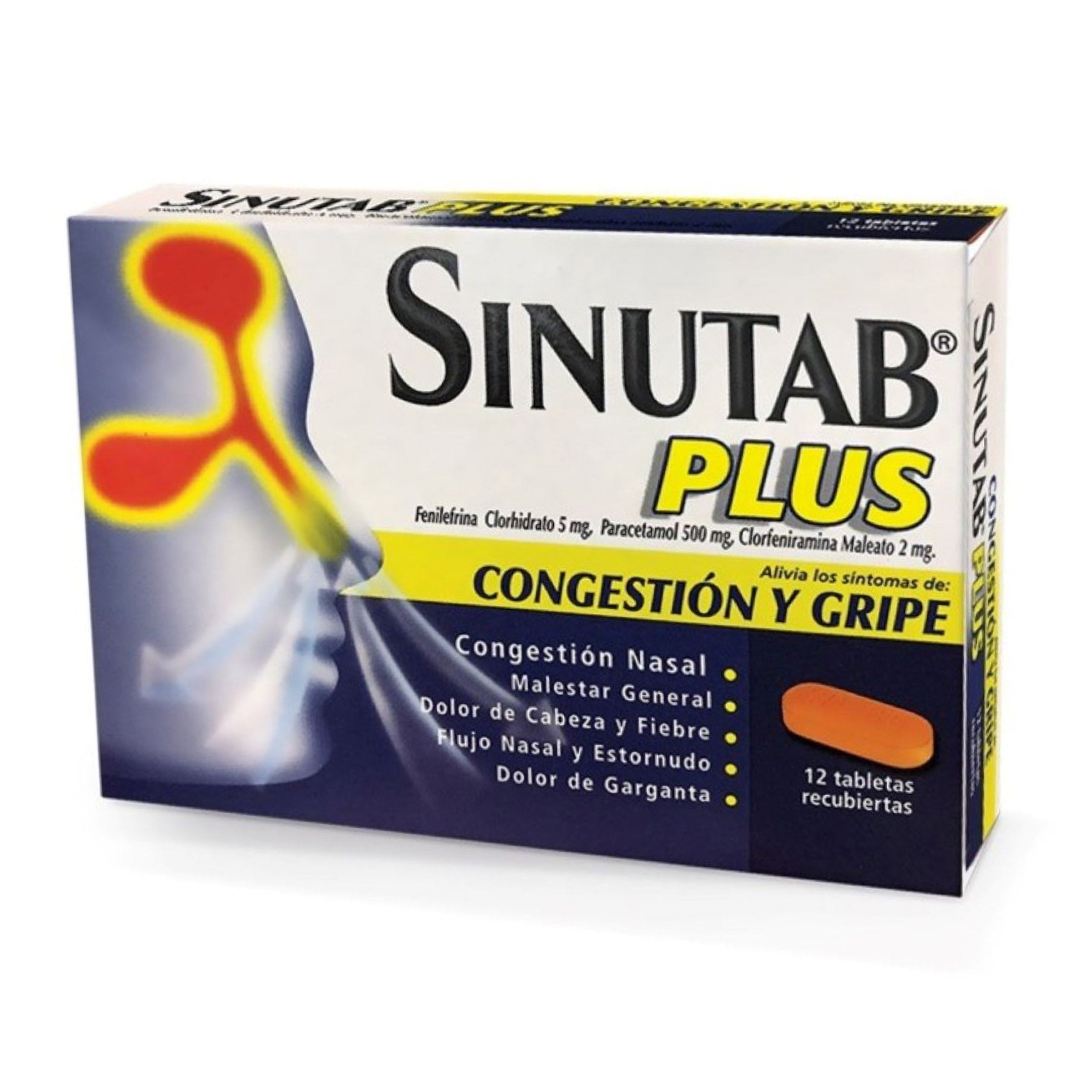 (F) SINUTAB PLUS 12 TABLETAS - (EXH) - 6 UNIDADES | Uno A Droguerias