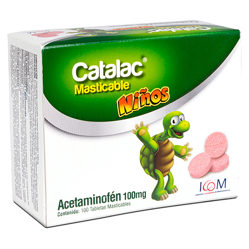 (F) CATALAC NINOS ACETAMINOFEN 100 MG 100 TABLETAS MASTICABLES ICOM ...