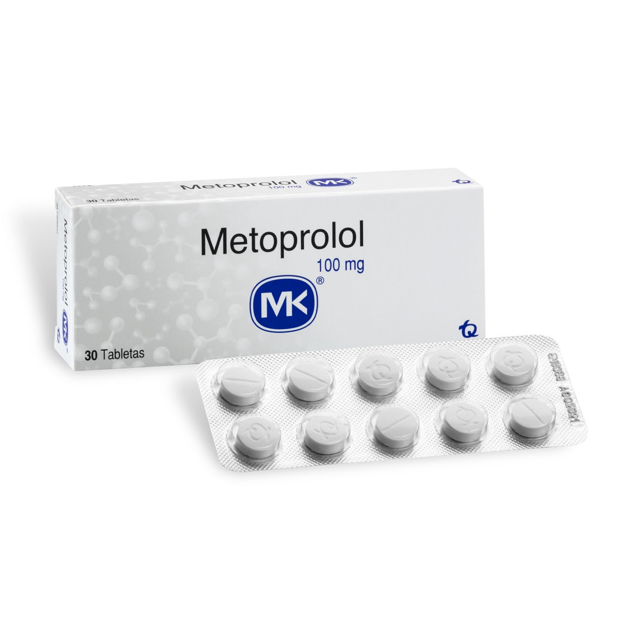 METOPROLOL 100 MG 30 TABLETAS MK | Uno A Droguerias