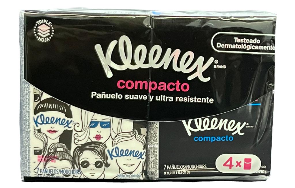 4 PANUELOS KLEENEX COMPACTO MINIPOCK TRIPLE HOJA | Uno A Droguerias