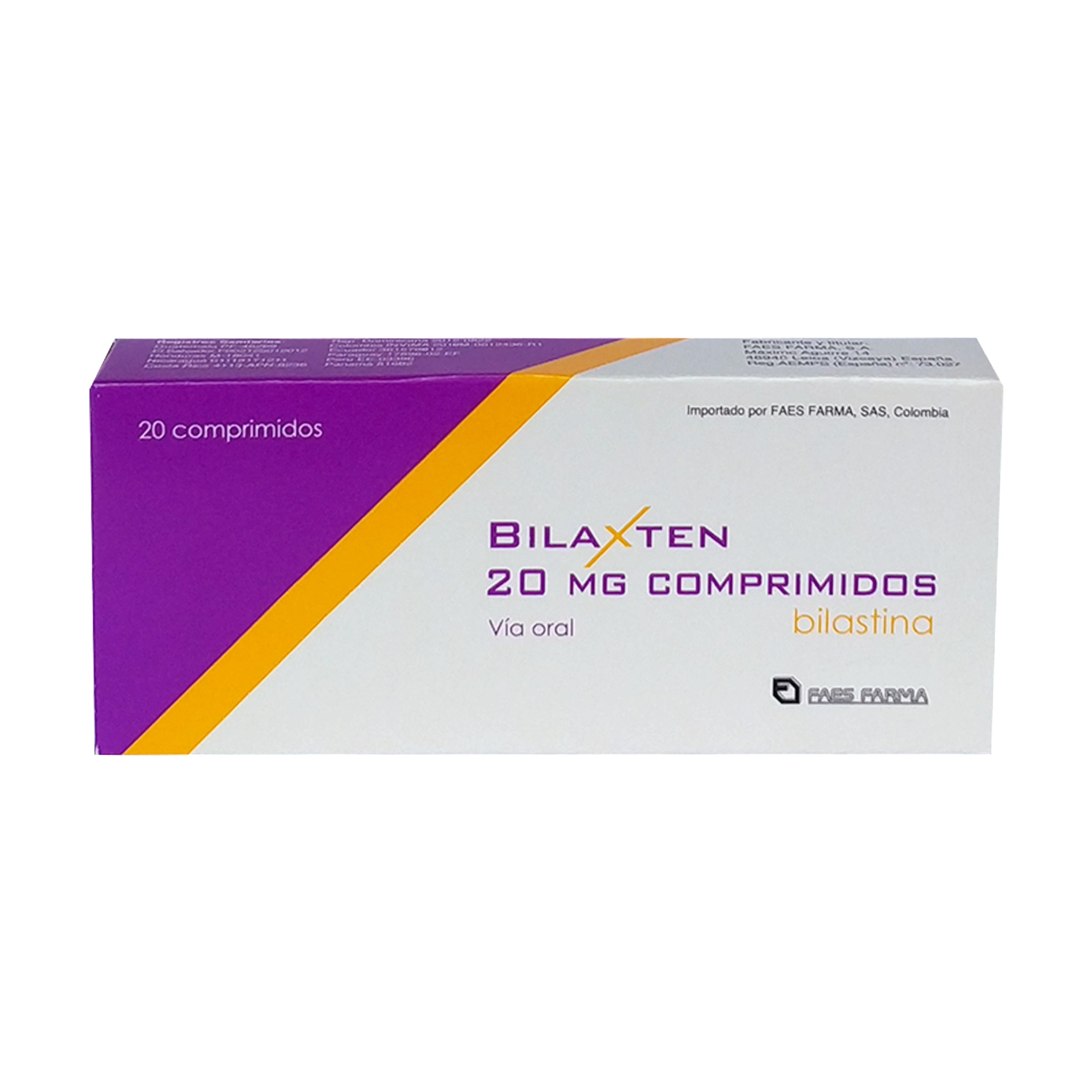BILAXTEN 20 MG 20 COMPRIMIDOS | Uno A Droguerias