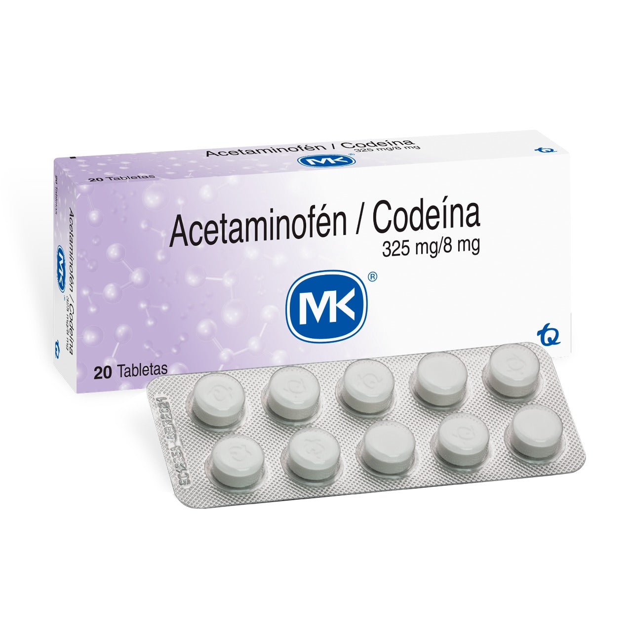 ACETAMINOFEN+CODEINA 325_8 MG 20 TABLETAS MK | Uno A Droguerias