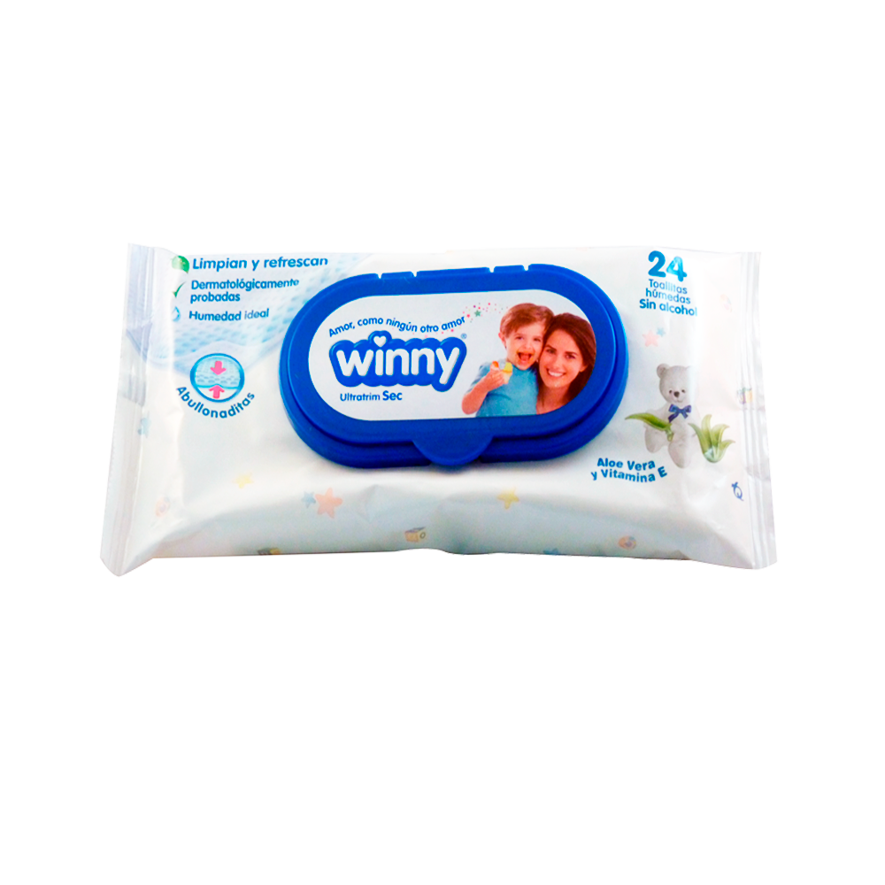 TOALLITAS WINNY ALOE+VITAMINA E 24 UNIDADES | Uno A Droguerias
